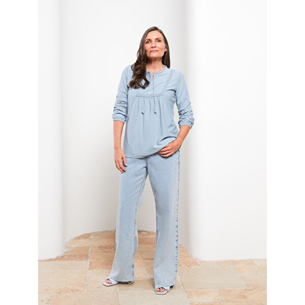 LCW GRACE Bağlamalı Yaka Uzun Kollu Kadın Tişört