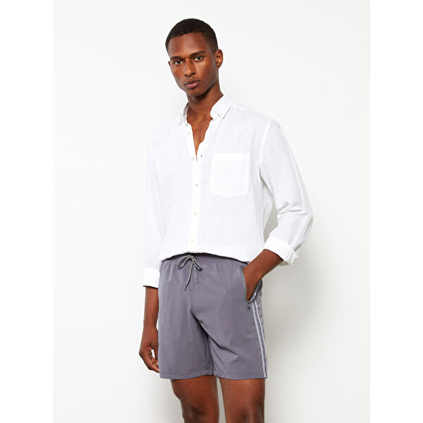 Diz Hizası Boy Çizgili Erkek Deniz Şortu Diz Hizası Boy Çizgili Erkek Deniz Şortu