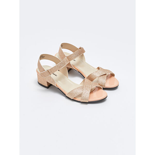 Çapraz Bantlı Cırt Cırtlı Kız Çocuk Topuklu Sandalet