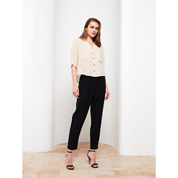 LCW CLASSIC Beli Lastikli Standart Fit Düz Kadın Pantolon