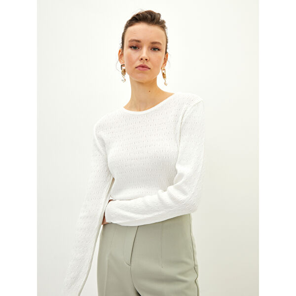 LCW BASIC Bisiklet Yaka Kendinden Desenli Uzun Kollu Kadın Triko Kazak LCW BASIC Bisiklet Yaka Kendinden Desenli Uzun Kollu Kadın Triko Kazak