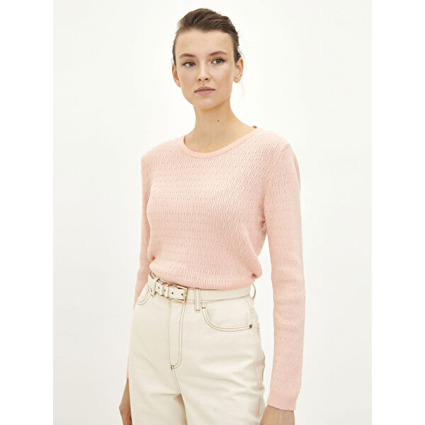 LCW BASIC Bisiklet Yaka Kendinden Desenli Uzun Kollu Kadın Triko Kazak LCW BASIC Bisiklet Yaka Kendinden Desenli Uzun Kollu Kadın Triko Kazak