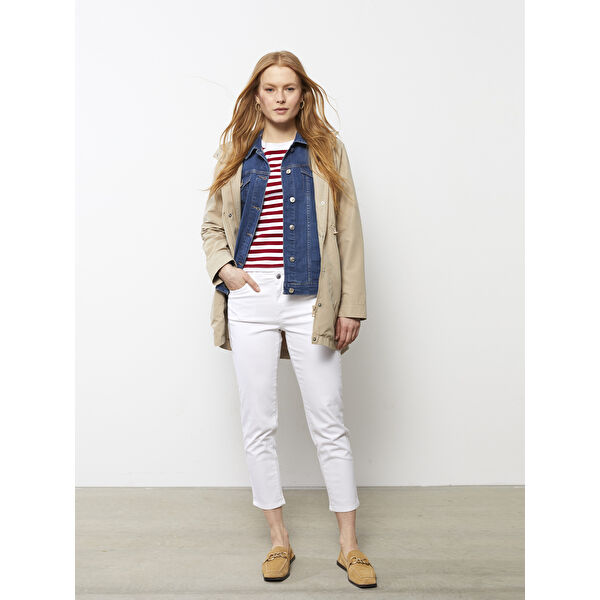 Skinny Fit Düz Cep Detaylı Kadın Jean Pantolon