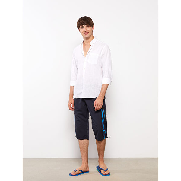 Diz Altı Boy Baskılı Erkek Deniz Şortu