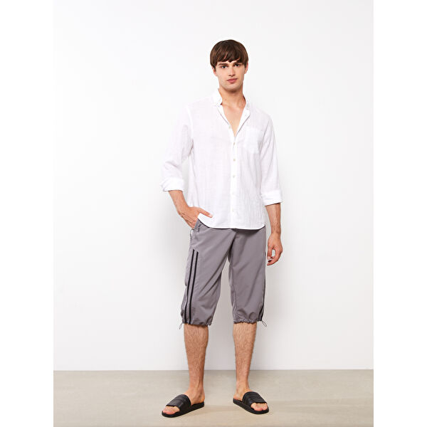 Diz Altı Boy Baskılı Erkek Deniz Şortu