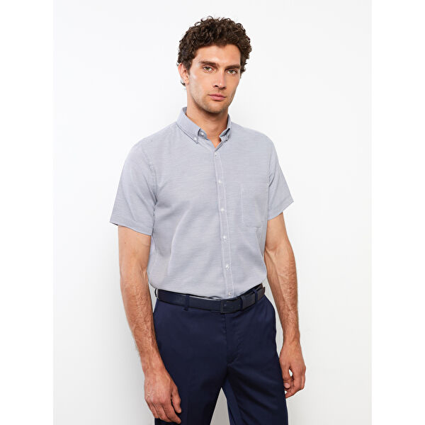 LCW FORMAL Regular Fit Kısa Kollu Armürlü Erkek Gömlek