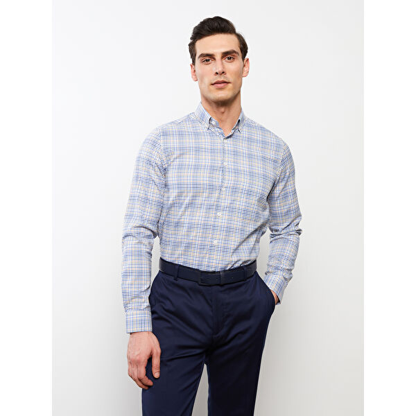 LCW FORMAL Regular Fit Uzun Kollu Ekose Gabardin Erkek Gömlek