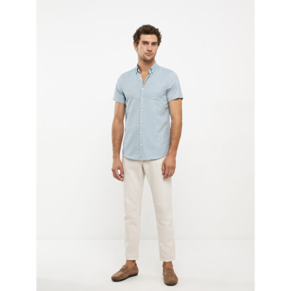 Slim Fit Kısa Kollu Oxford Erkek Gömlek Slim Fit Kısa Kollu Oxford Erkek Gömlek