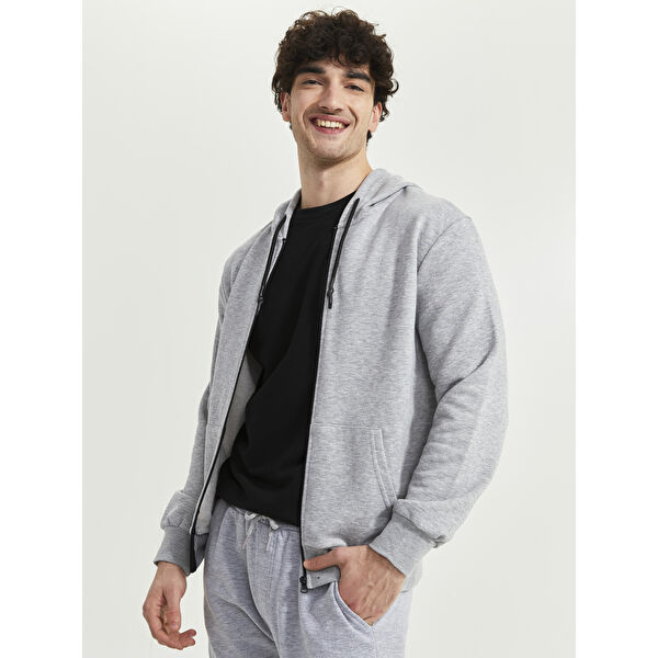 XSIDE Kapüşonlu Uzun Kollu Fermuarlı Erkek Sweatshirt XSIDE Kapüşonlu Uzun Kollu Fermuarlı Erkek Sweatshirt