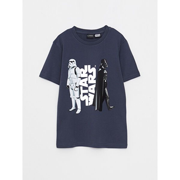 Bisiklet Yaka Star Wars Baskılı Kısa Kollu Pamuklu Erkek Çocuk Tişört
