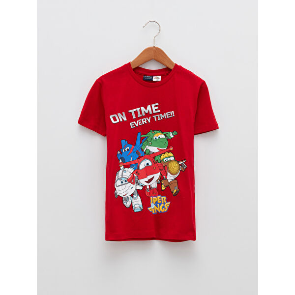 Bisiklet Yaka Harika Kanatlar Baskılı Kısa Kollu Pamuklu Erkek Çocuk Tişört