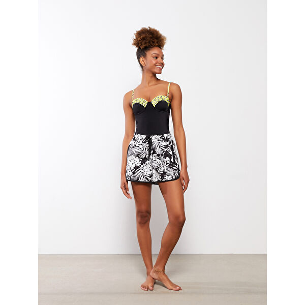 LCW DREAM Beli Lastikli Desenli Kadın Deniz Şortu