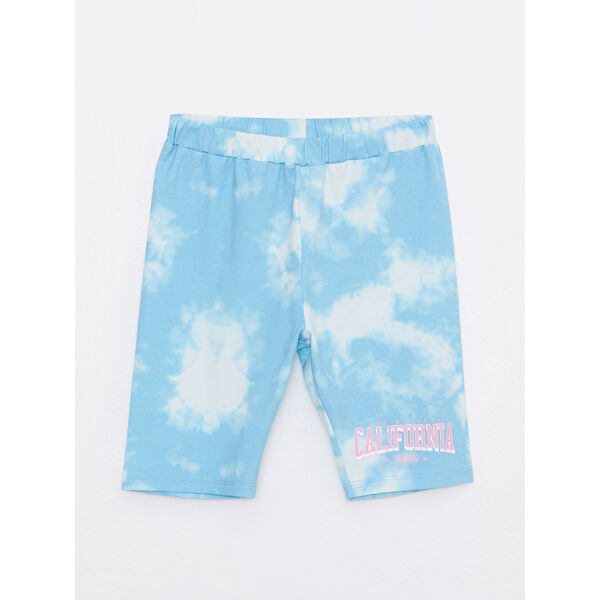 Beli Lastikli Baskılı Kız Çocuk Kısa Tayt