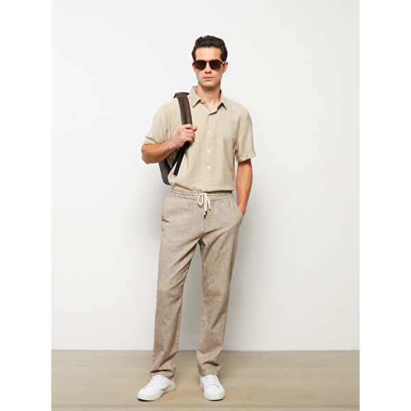 Slim Fit Keten Erkek Pantolon