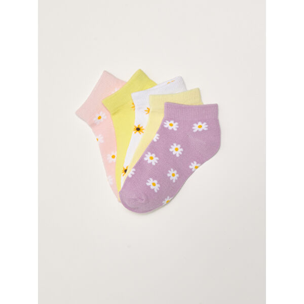 Desenli Kız Çocuk Patik Çorap 5'li