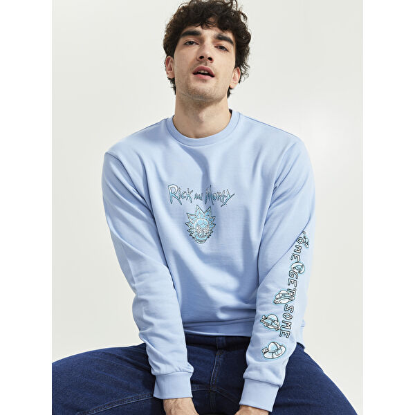 Bisiklet Yaka Uzun Kollu Rick and Morty Baskılı Erkek Sweatshirt Bisiklet Yaka Uzun Kollu Rick and Morty Baskılı Erkek Sweatshirt