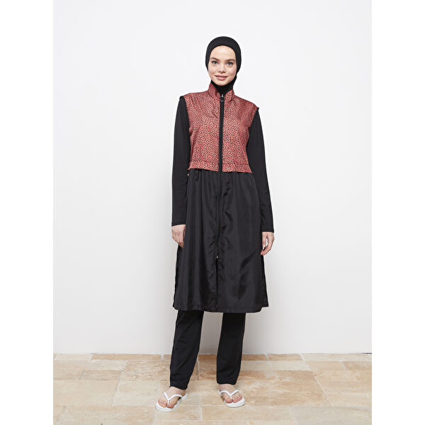 LCW DREAM Dik Yaka Desenli Uzun Kollu Kadın Tesettür Mayo Takımı