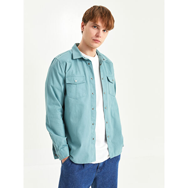 Regular Fit Uzun Kollu Erkek Jean Gömlek Regular Fit Uzun Kollu Erkek Jean Gömlek