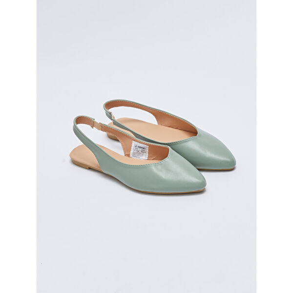 Deri Görünümlü Sivri Burun Kadın Babet