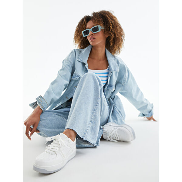 Renk Bloklu Bağcıklı Kadın Spor Ayakkabı