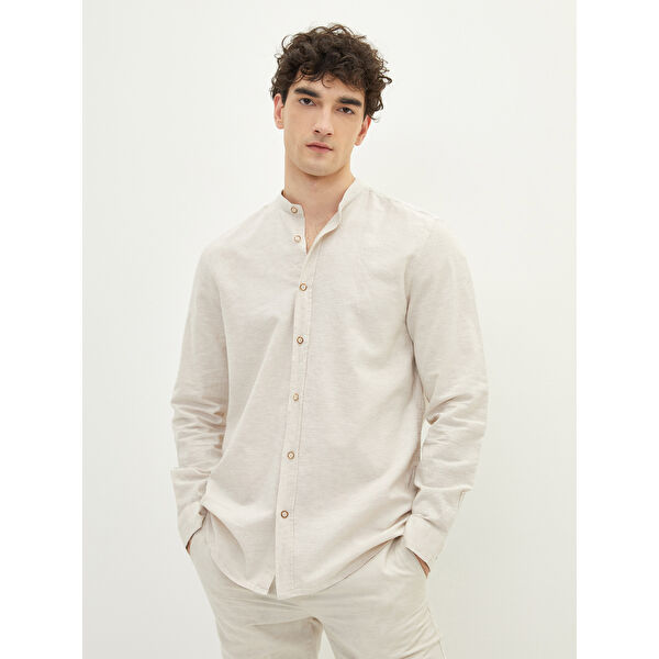 LCW CASUAL Regular Fit Hakim Yaka Uzun Kollu Poplin Erkek Gömlek