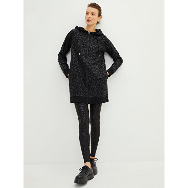 MODEST Beli Lastikli Kendinden Desenli Kadın Tayt Pantolon MODEST Beli Lastikli Kendinden Desenli Kadın Tayt Pantolon