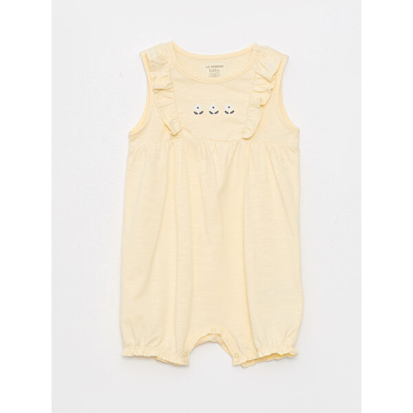 Bisiklet Yaka Baskılı Pamuklu Kız Bebek Tulum