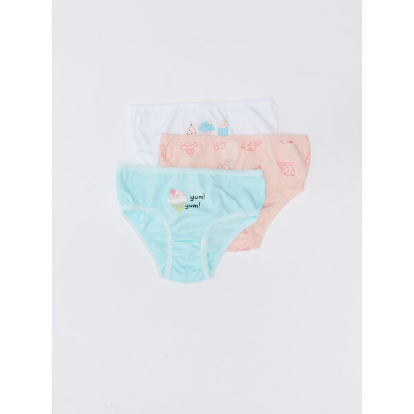 Beli Lastikli Baskılı Pamuklu Kız Bebek Külot 3'lü Beli Lastikli Baskılı Pamuklu Kız Bebek Külot 3'lü