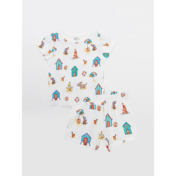 Bisiklet Yaka Kısa Kol Baskılı Erkek Bebek Pijama Takım