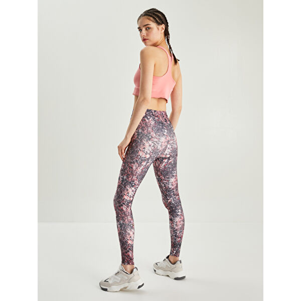 LCW ACTIVE Beli Lastikli Desenli Kadın Spor Tayt