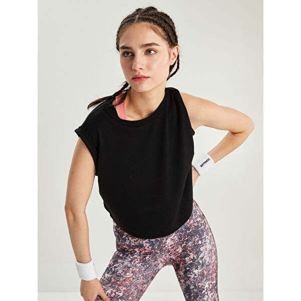 LCW ACTIVE Bisiklet Yaka Düz Kadın Spor Tişört