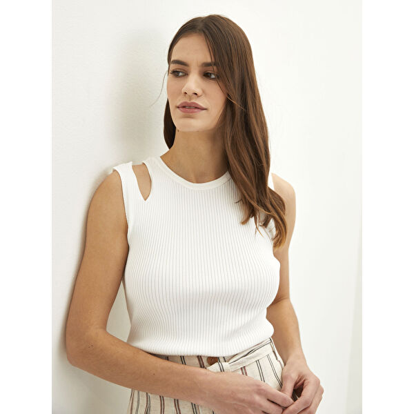 LCW CLASSIC Bisiklet Yaka Düz Kolsuz Triko Kazak