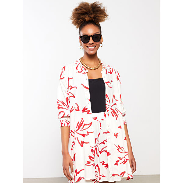 LCW DREAM Gömlek Yaka Düz Uzun Kollu Poplin Kadın Yüzme Giyim Üst LCW DREAM Gömlek Yaka Düz Uzun Kollu Poplin Kadın Yüzme Giyim Üst