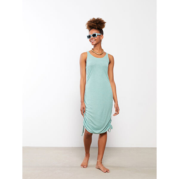 LCW DREAM U Yaka Düz Kolsuz Kadın Plaj Elbisesi