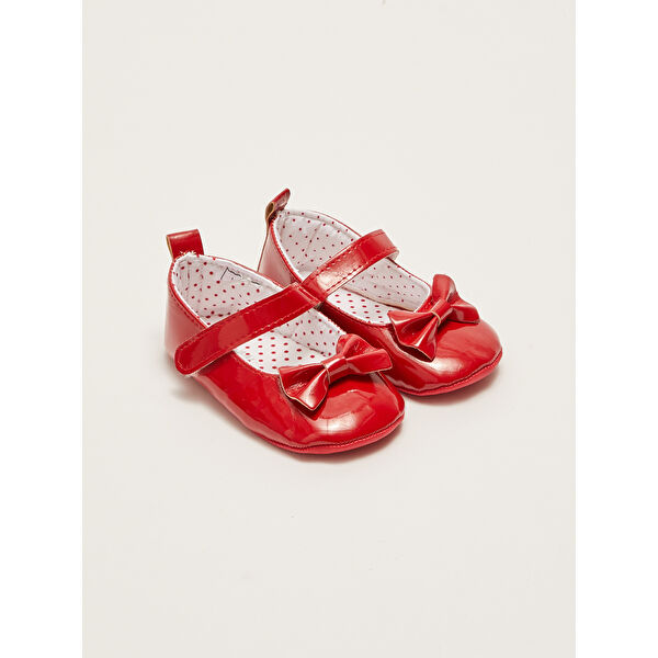 Fiyonk Detaylı Kız Bebek Yürüme Öncesi Ev Ayakkabısı