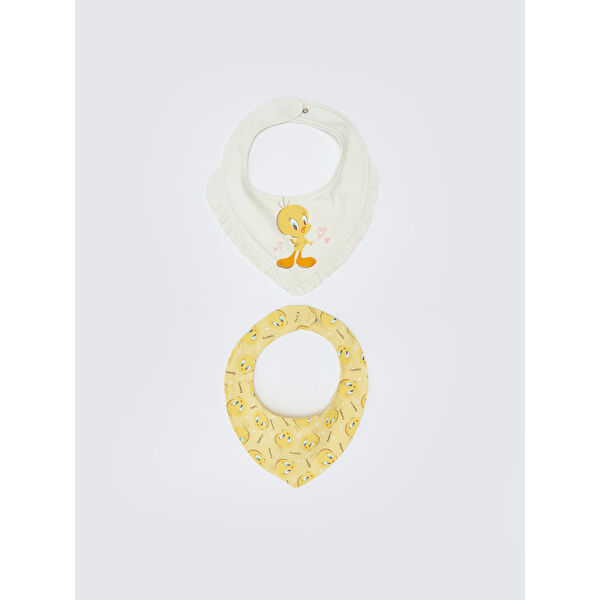 Tweety Baskılı Kız Bebek Mama Önlüğü 2'li