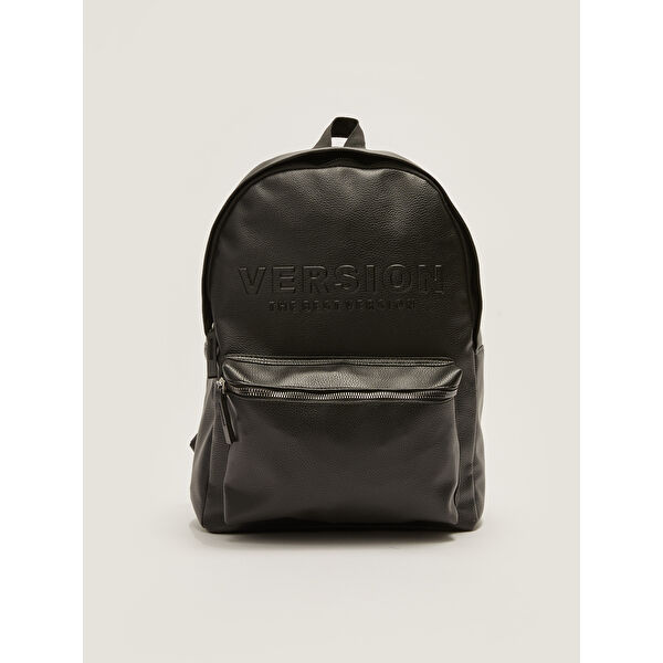 Deri Görünümlü Yazı Baskılı Erkek Sırt Çantası Deri Görünümlü Yazı Baskılı Erkek Sırt Çantası