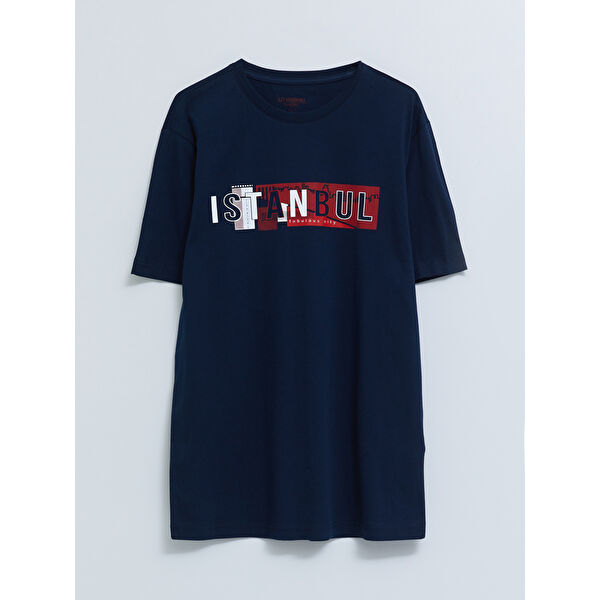 LCW CASUAL Bisiklet Yaka Kısa Kollu İstanbul Baskılı Penye Erkek Tişört