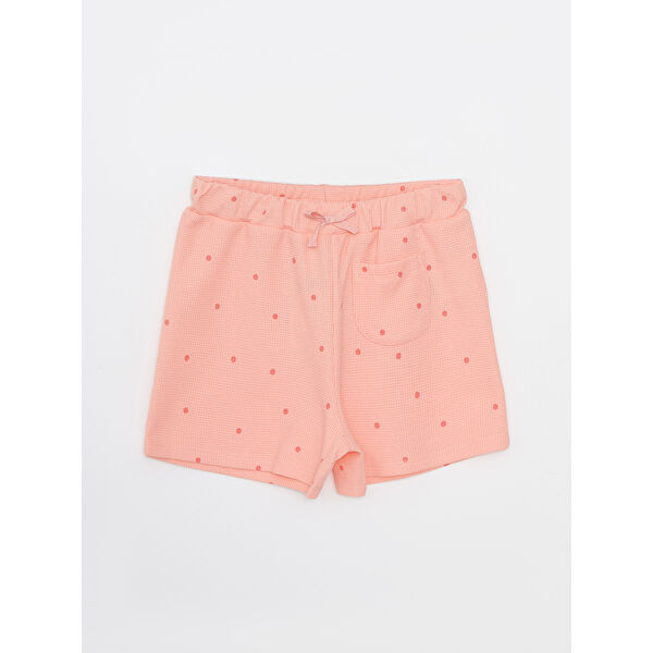 Beli Lastikli Puantiyeli Kız Çocuk Şort