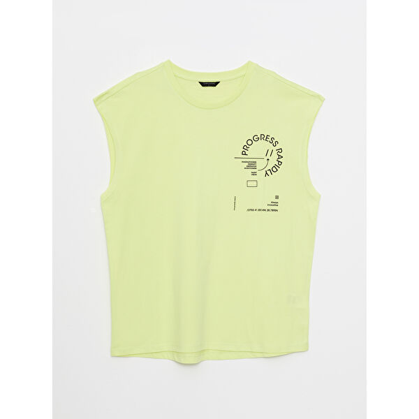 LCW CASUAL Bisiklet Yaka Kolsuz Baskılı Penye Erkek Atlet