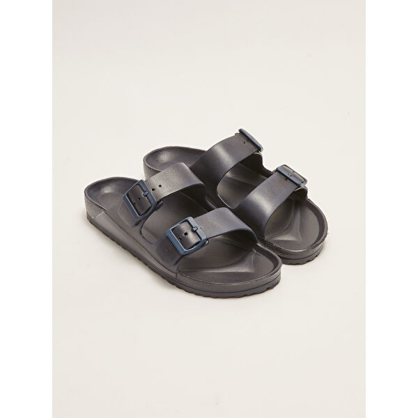 Çift Bantlı Toka Detaylı Erkek Terlik