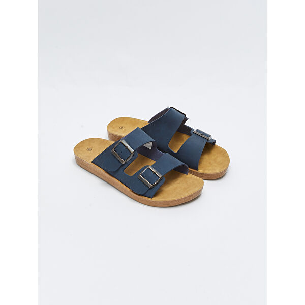 Çift Bantlı Toka Detaylı Erkek Ev Terliği