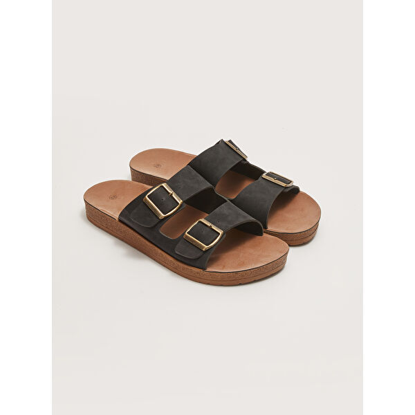 Çift Bantlı Toka Detaylı Erkek Terlik