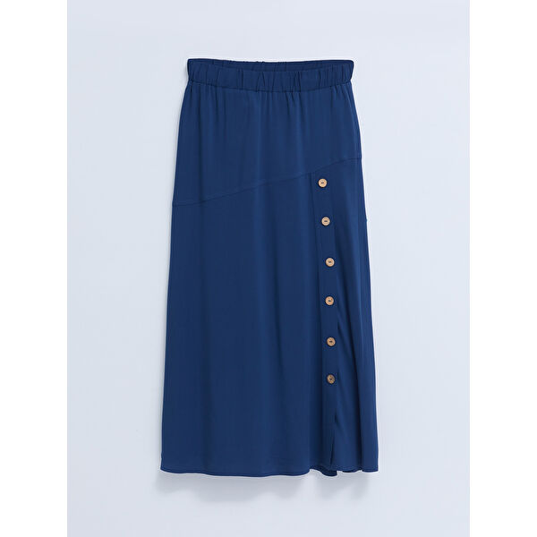 LCW GRACE Beli Lastikli Düz Viskon Kadın Kloş Etek