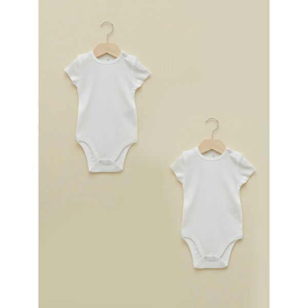 LCW GREEN Bisiklet Yaka Kısa Kollu Organik Pamuklu Erkek Bebek Çıtçıtlı Body 2'li