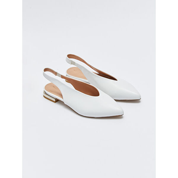 Deri Görünümlü Lastikli Sivri Burun Kadın Babet