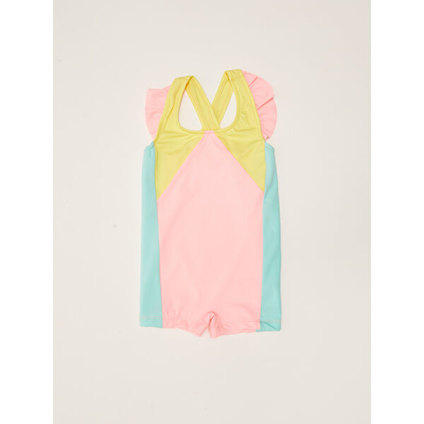 Esnek Kumaştan Renk Bloklu Kız Bebek Mayo Esnek Kumaştan Renk Bloklu Kız Bebek Mayo