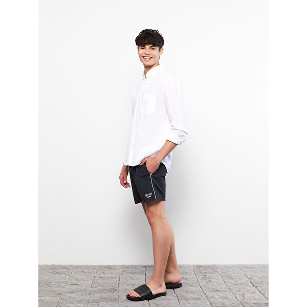 Kısa Boy Baskılı Erkek Deniz Şortu