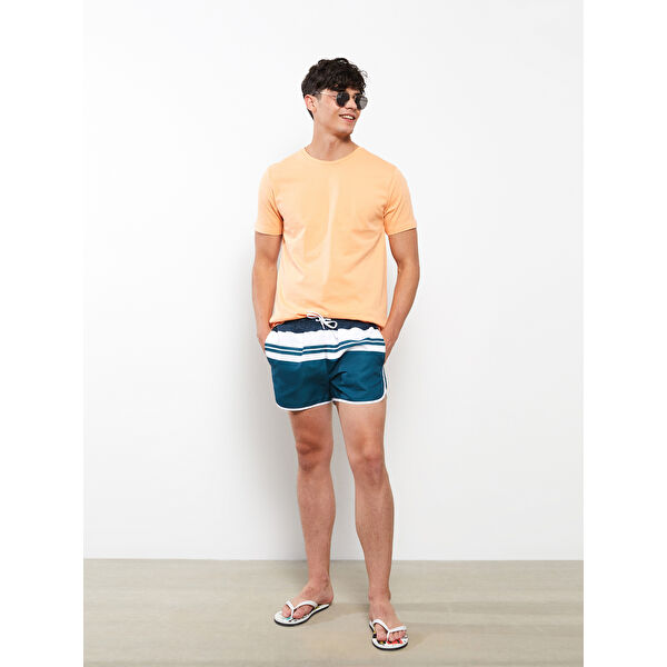 Kısa Boy Renk Bloklu Erkek Deniz Şortu