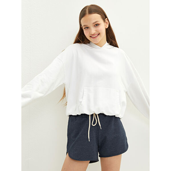 Beli Lastikli Düz Kadın Bermuda Şort